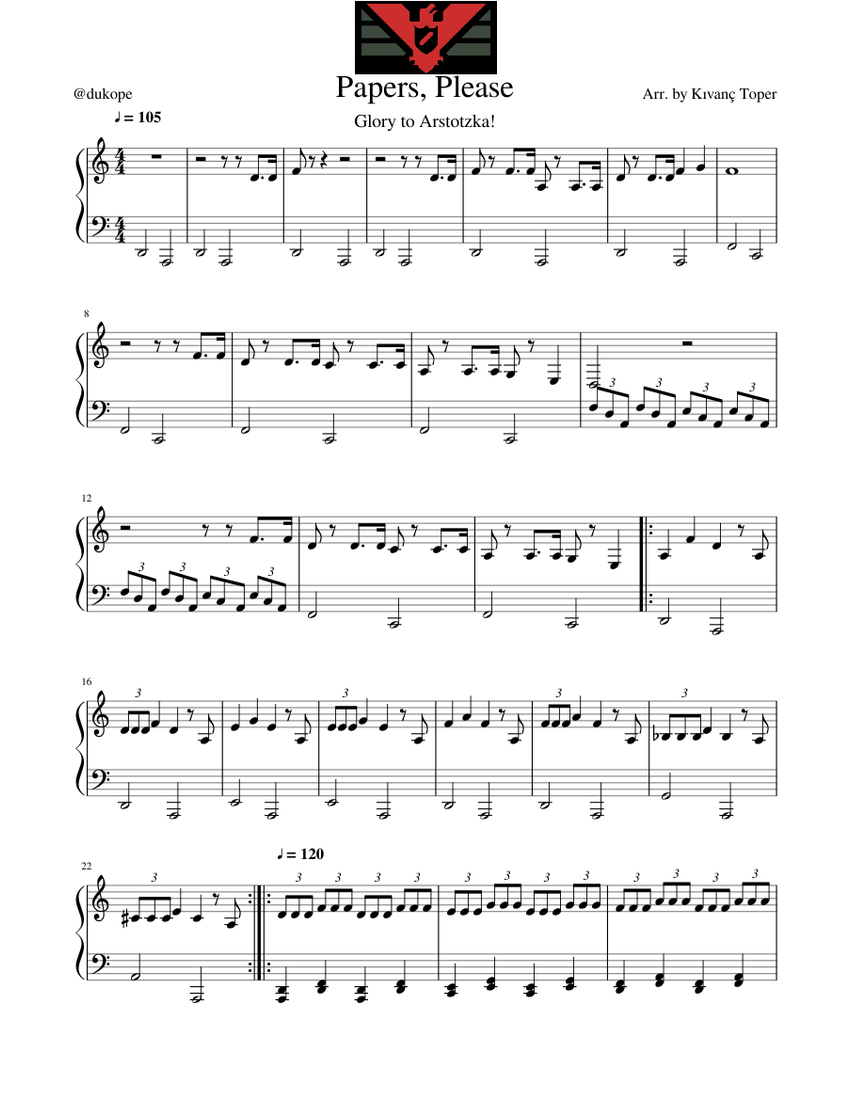 Papers, Please Sheet music for Piano (Solo) | Musescore.com