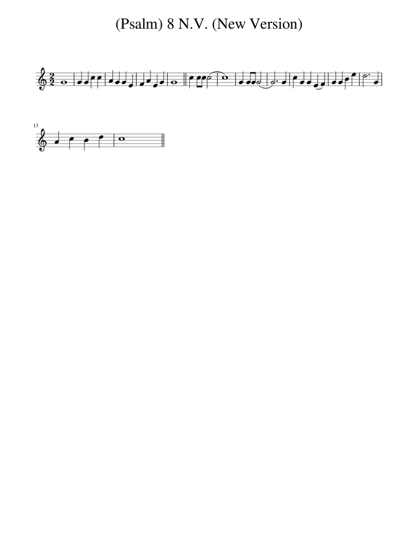 (Psalm) 8 N.V. (New Version) Sheet Music for Piano (Solo) easy ...