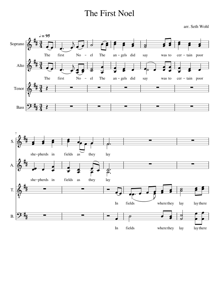 The First Noel Sheet music for Soprano, Alto, Tenor, Bass voice (Choral ...