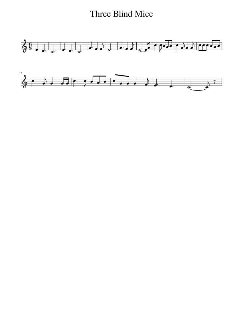 Three Blind Mice Sheet music for Piano (Solo) Easy | Musescore.com