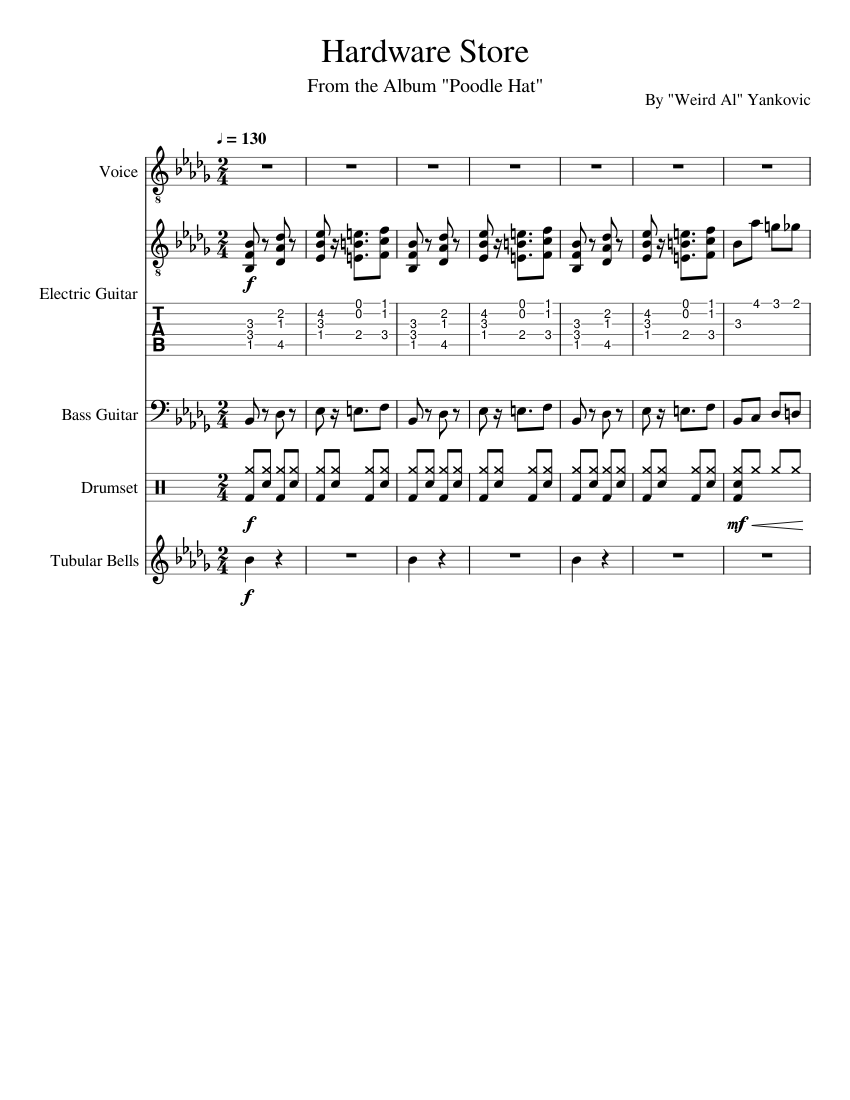 Hardware Store Sheet Music and Tab for Soprano, Bass voice, Vocals ...