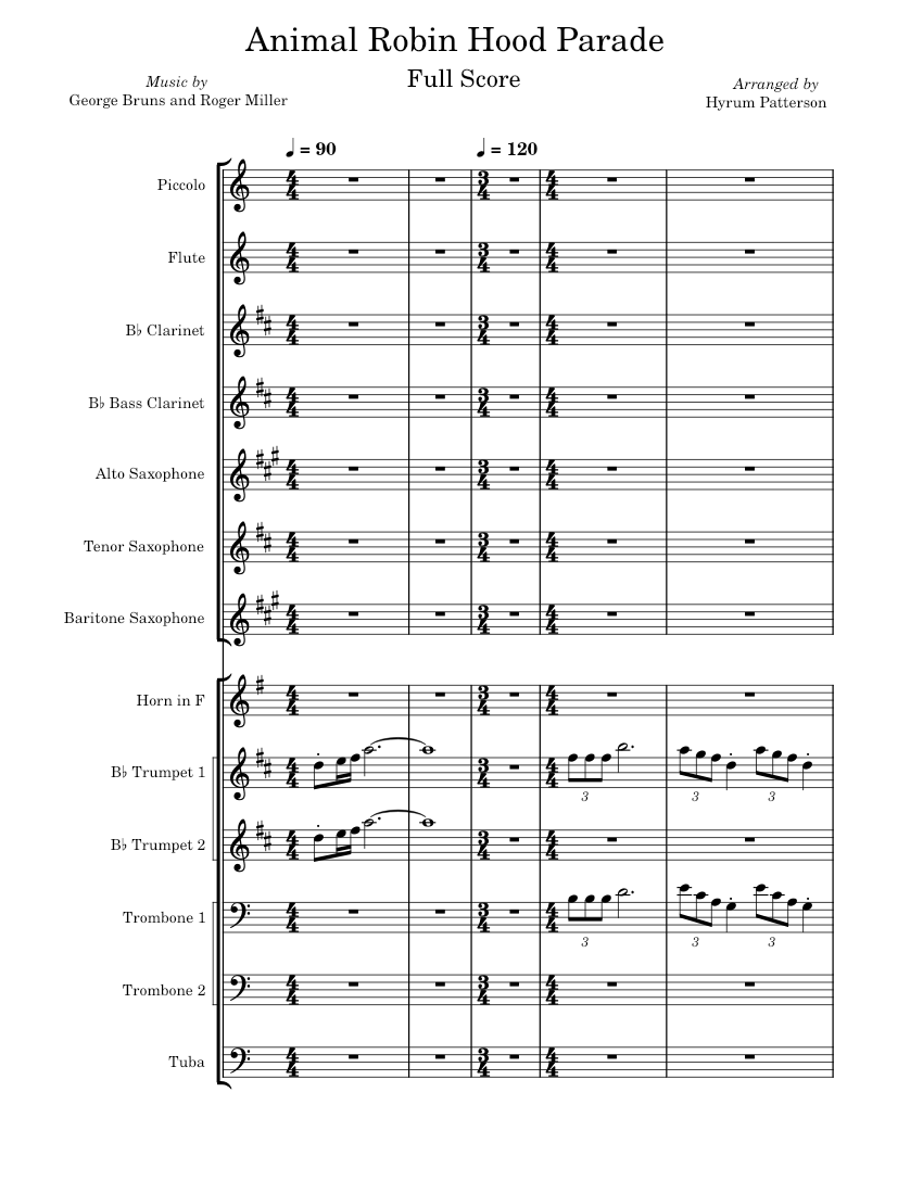 Animal Robin Hood Parade Tune Sheet music for Trombone, Tuba, Flute ...