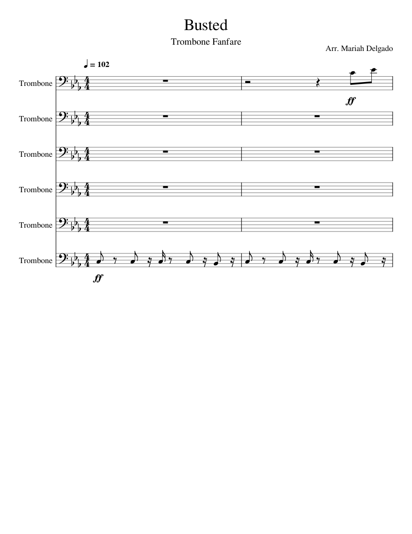 Busted – Phineas & Ferb Sheet Music for Trombone (Brass Ensemble ...