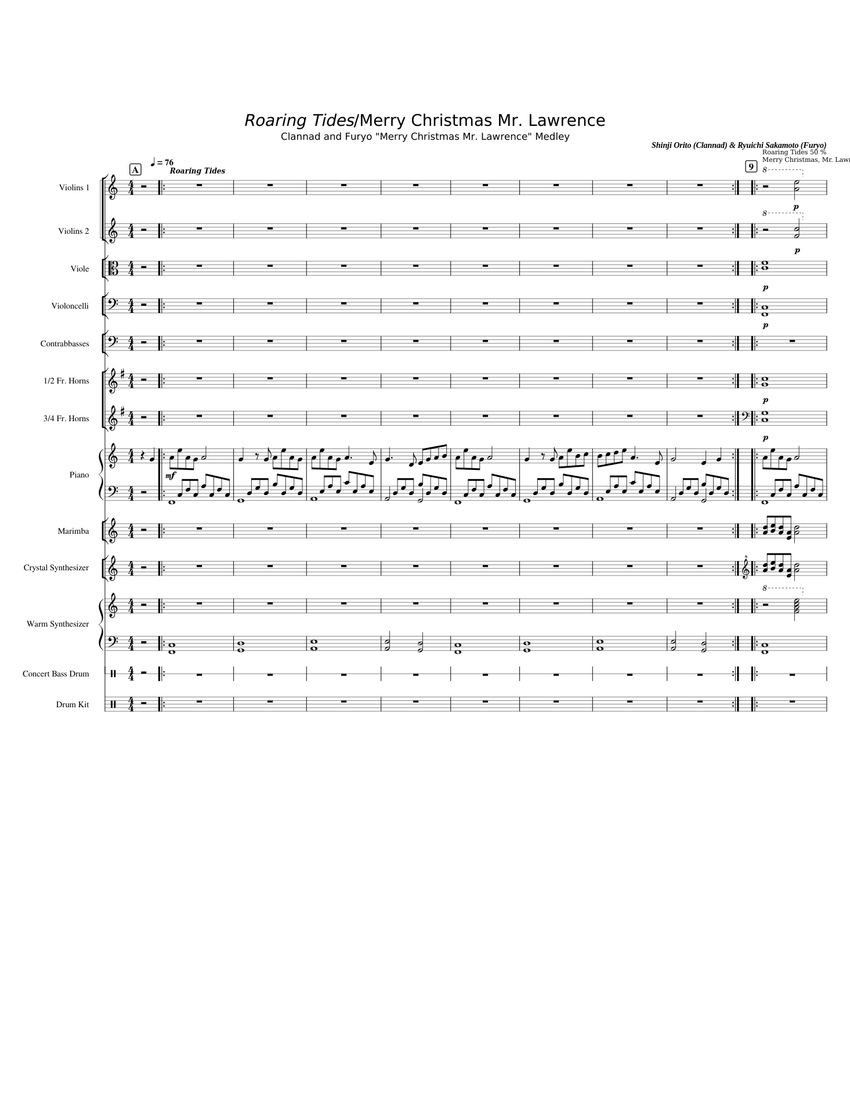 Roaring Tides/Merry Christmas, Mr Lawrence (Medley) Sheet Music for ...