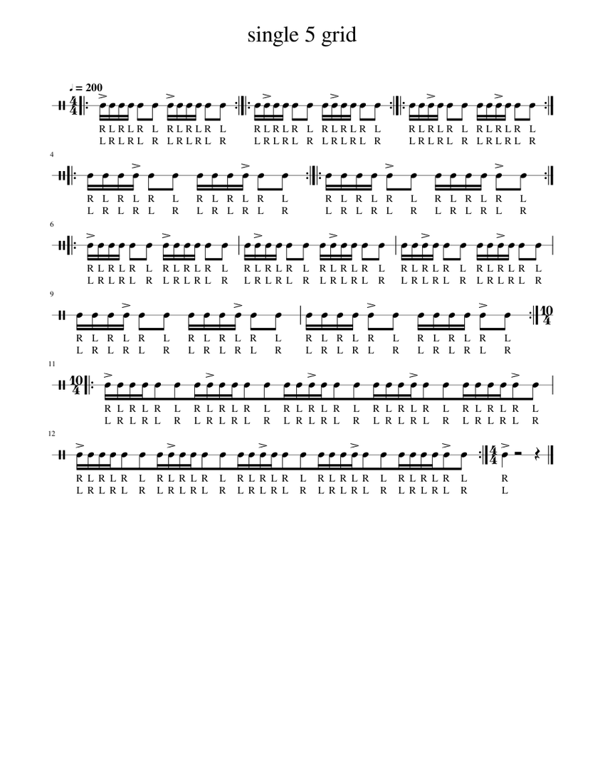 single_5_grid Sheet music for Snare drum (Solo) | Musescore.com