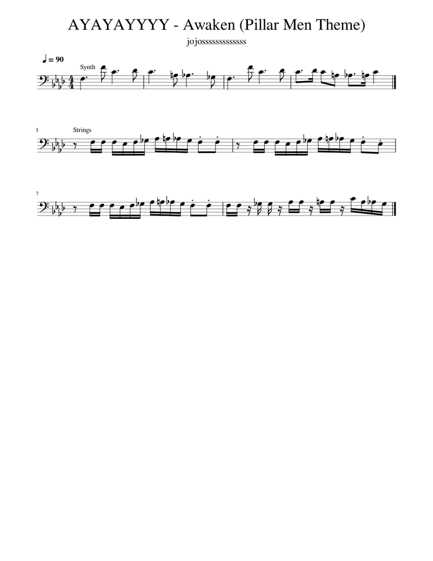 AYAYAYYYY - Awaken (Pillar Men Theme) Sheet Music for Trombone (Solo ...