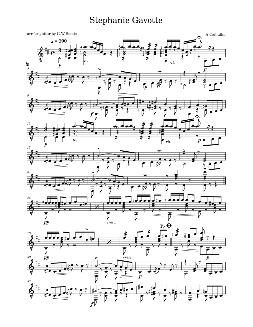 Stephanie Gavotte – Alphons Czibulka Sheet music for Guitar (Solo ...
