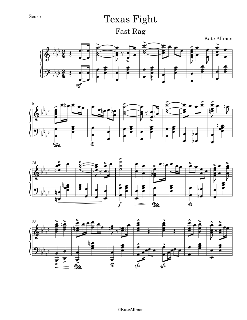Texas Fight Sheet Music for Piano (Solo) | MuseScore.com
