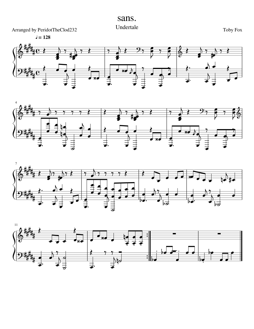 sans. Sheet music for Piano (Solo) Easy | Musescore.com