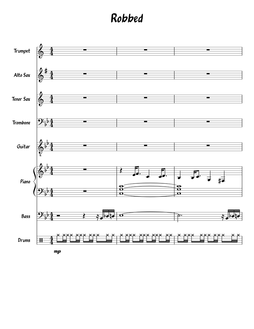 Robbed Sheet Music for Piano, Trombone, Saxophone alto, Saxophone tenor ...