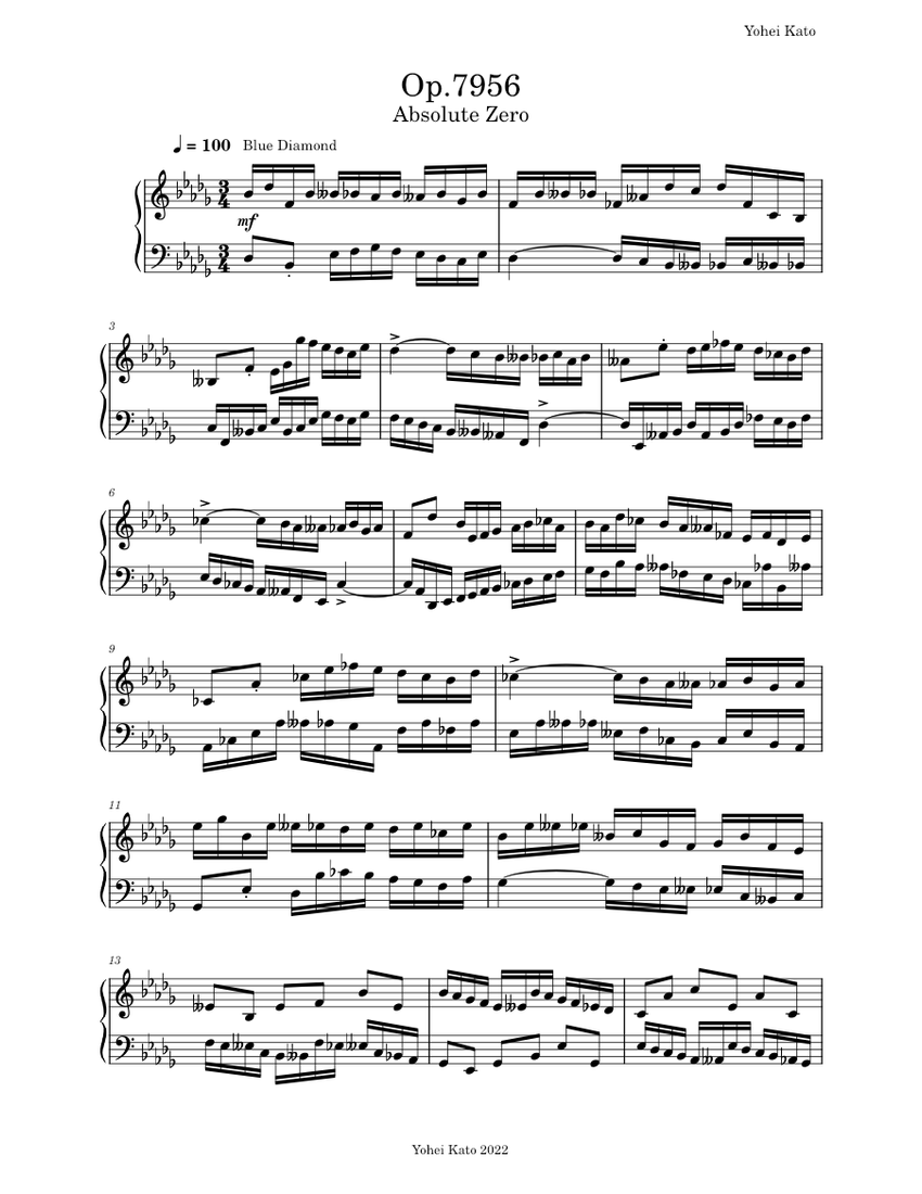 Op.7956 Absolute Zero Sheet music for Piano (Solo) | Musescore.com