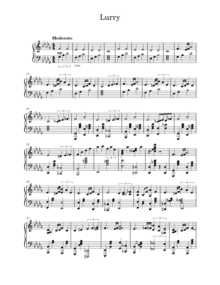 Lurry Sheet music for Piano (Solo) | Musescore.com