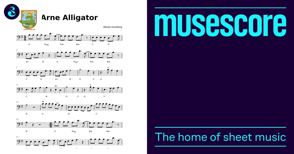 Arne Alligator Sheet Music with Chords for Cello (Solo) | MuseScore.com