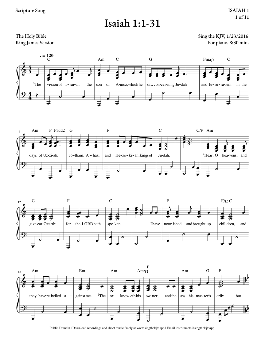 Isaiah 1:1-31 Scripture Song Sheet music for Piano (Solo) | Musescore.com