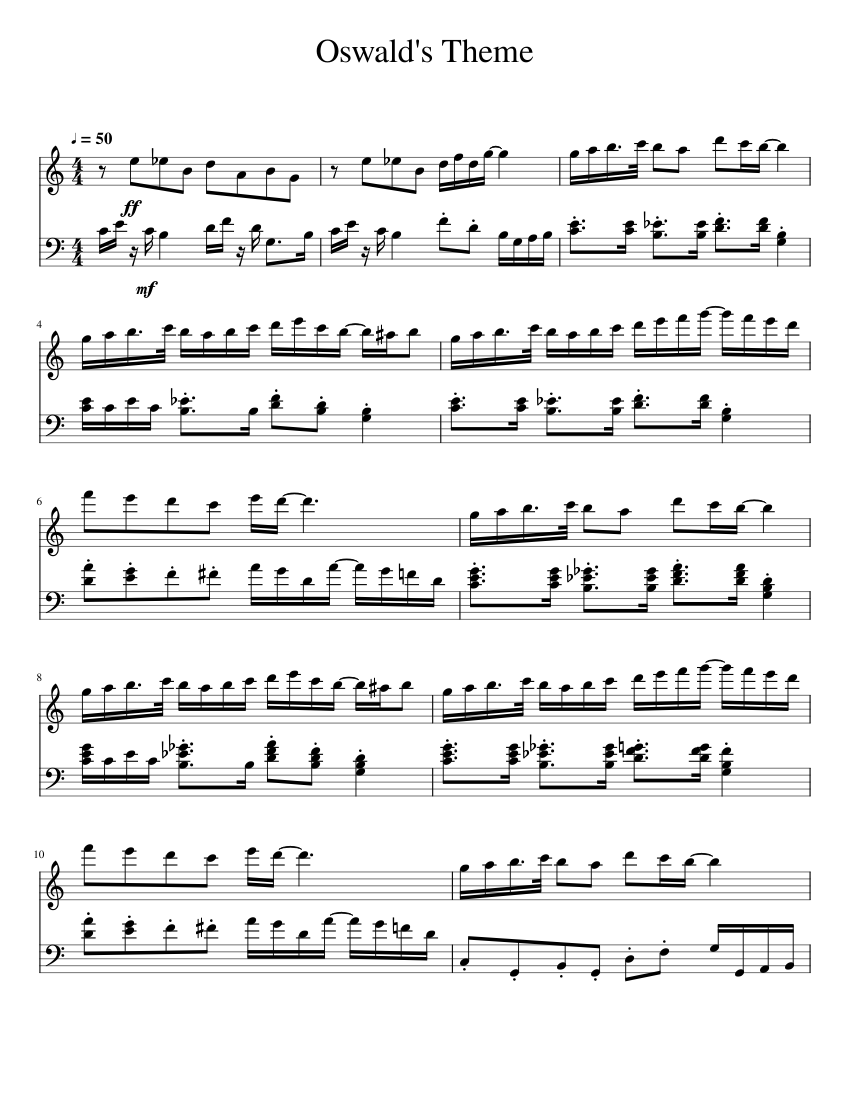 Oswald's Theme Sheet Music for Piano (Solo) | MuseScore.com