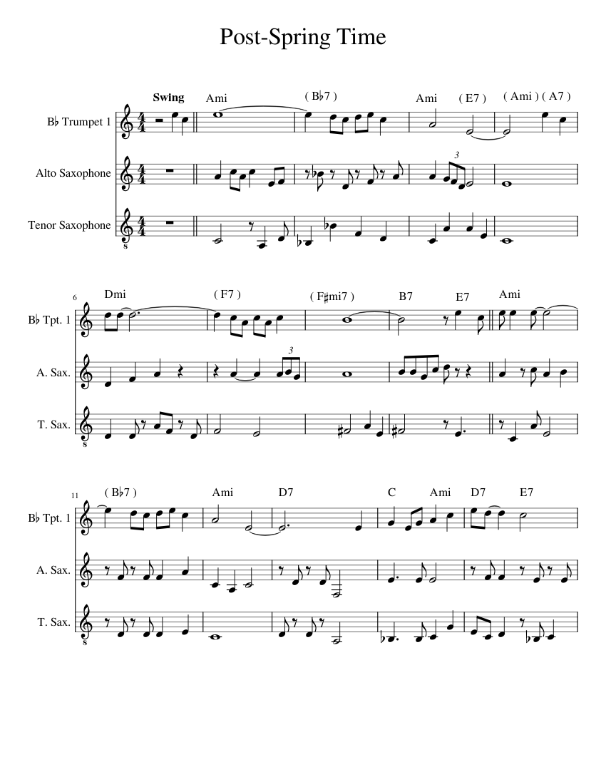 Post-Spring Time Sheet Music for Saxophone alto, Saxophone tenor ...
