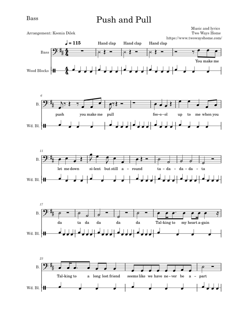 Push and Pull – Two Ways Home Push and Pull Bass Sheet music for Bass ...