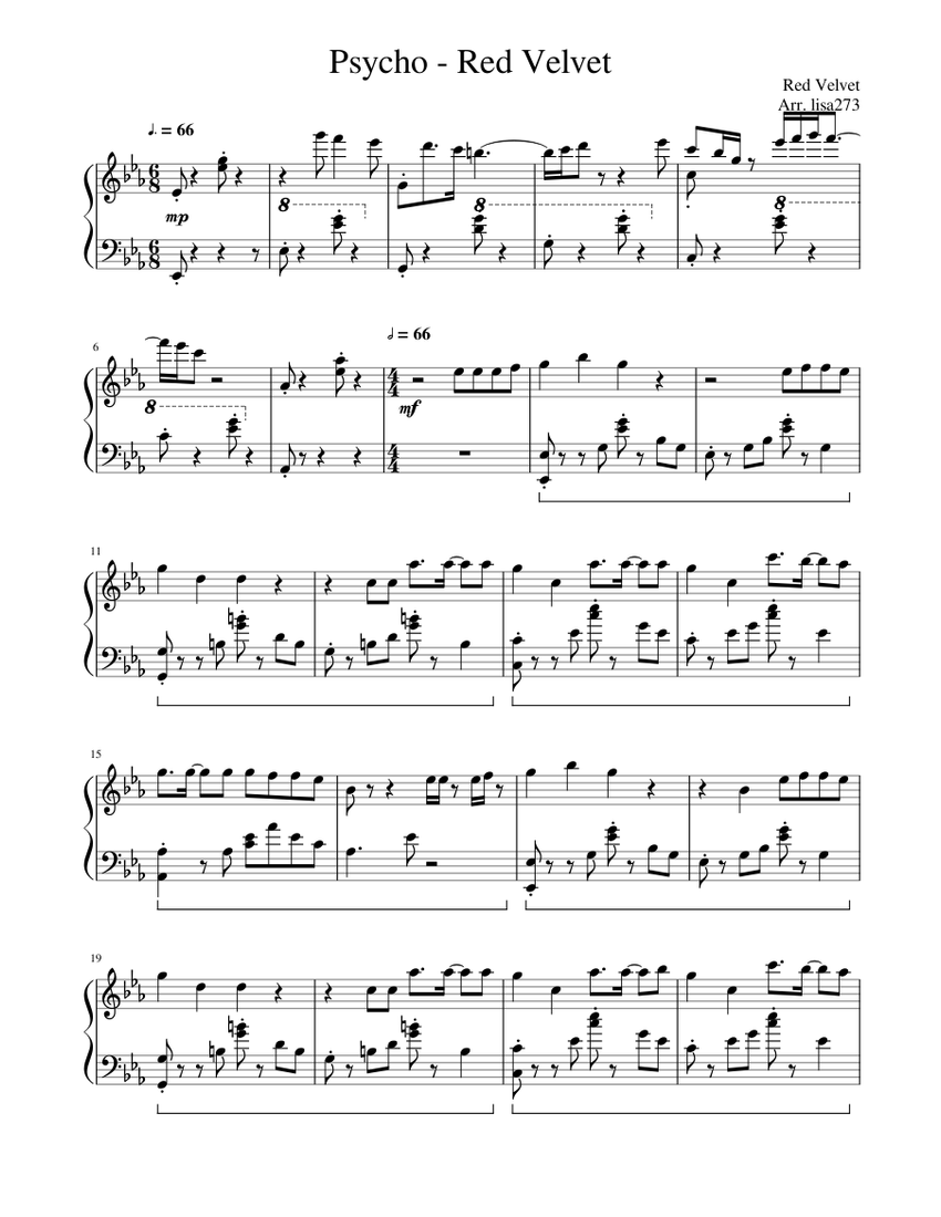 Psycho - Red Velvet Sheet Music for Piano (Solo) | MuseScore.com
