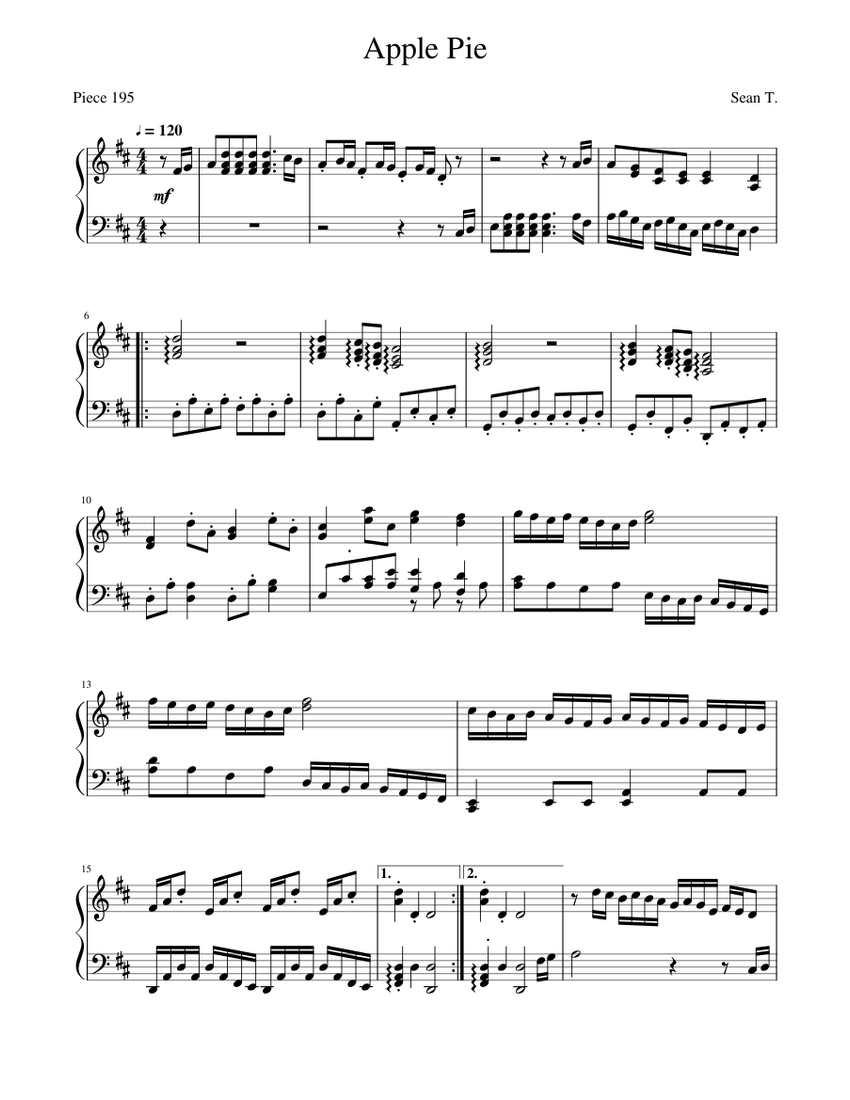Apple Pie Sheet music for Piano (Solo) | Musescore.com