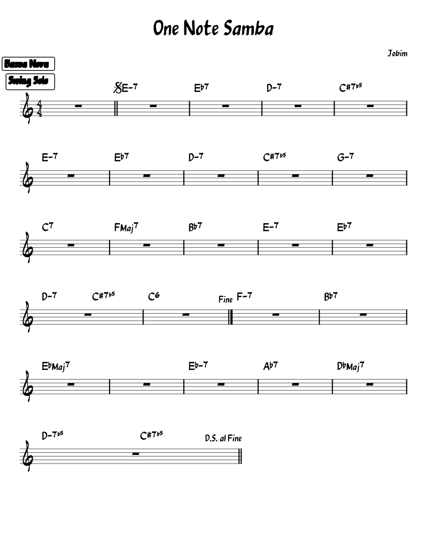 One Note Samba Sheet music for Piano (Solo) Easy | Musescore.com