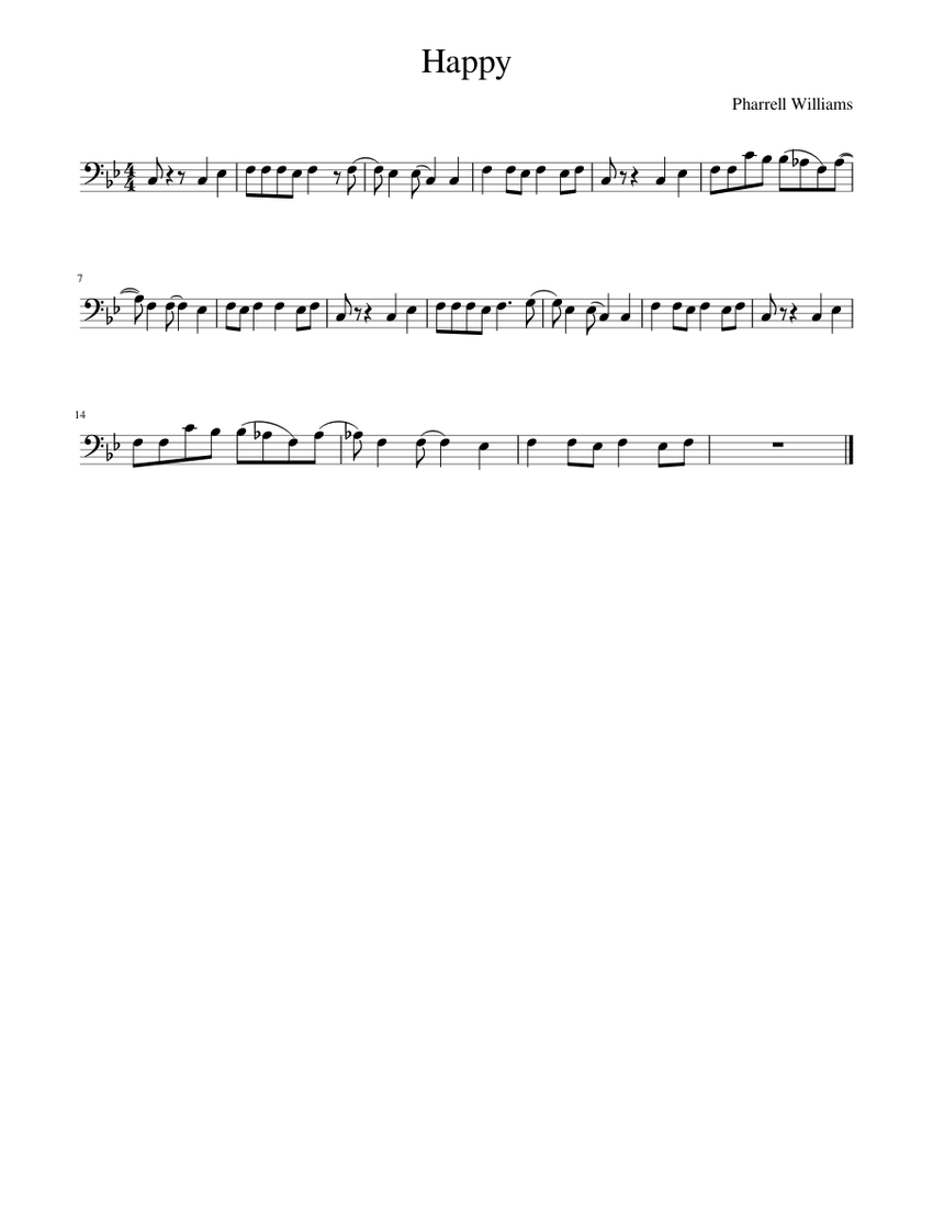 Happy- Pharrell Williams Sheet Music for Piano (Solo) Easy | MuseScore.com