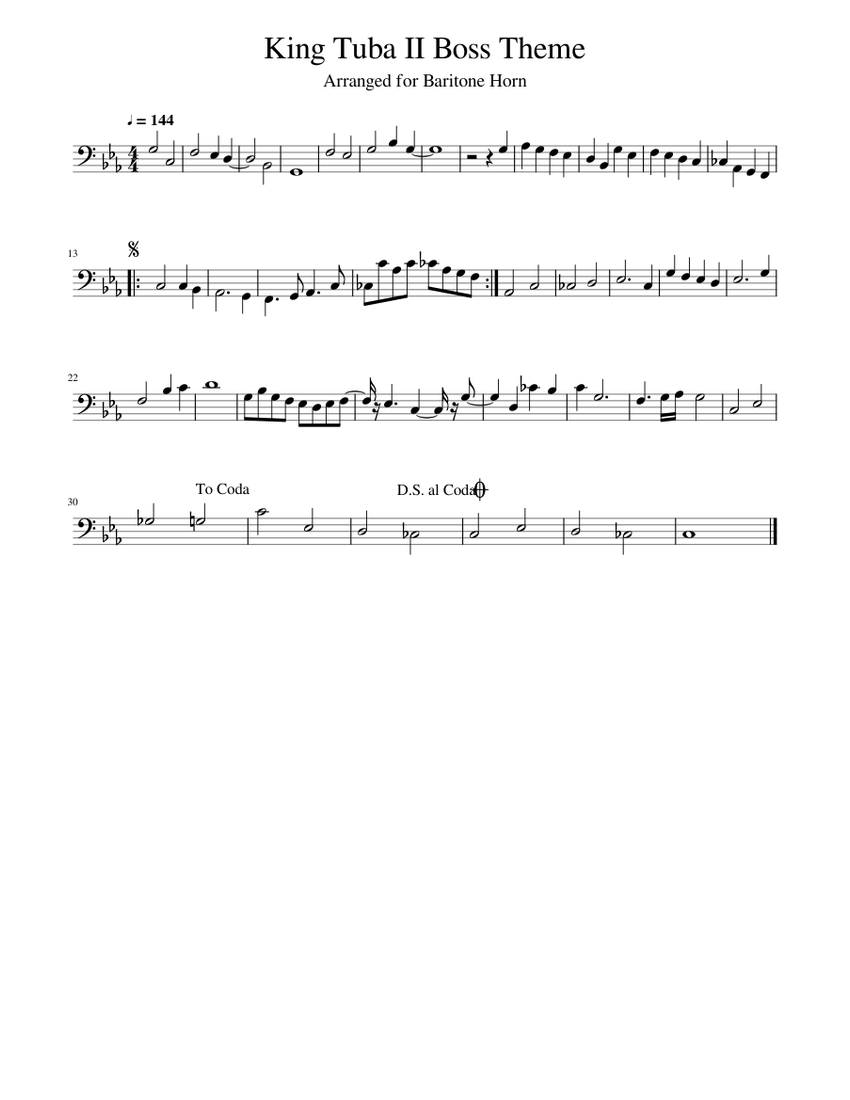 King Tuba II Boss Theme Sheet music for Baritone horn (Solo ...