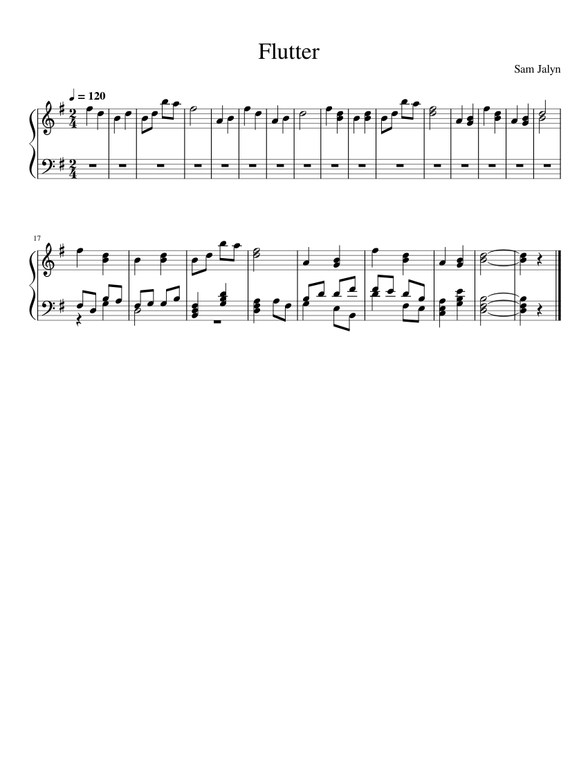 Flutter Sheet Music for Piano (Solo) Easy | MuseScore.com