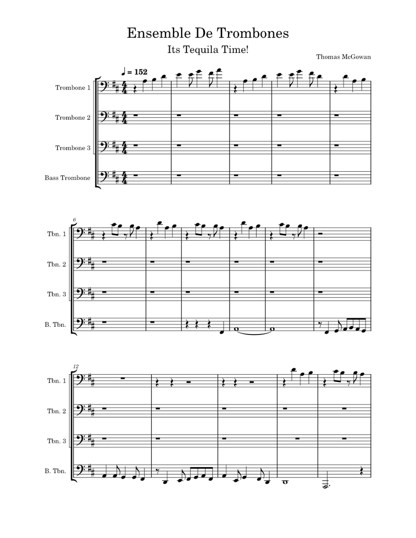 Ensemble De Trombones Sheet Music with Chords for Trombone, Trombone ...