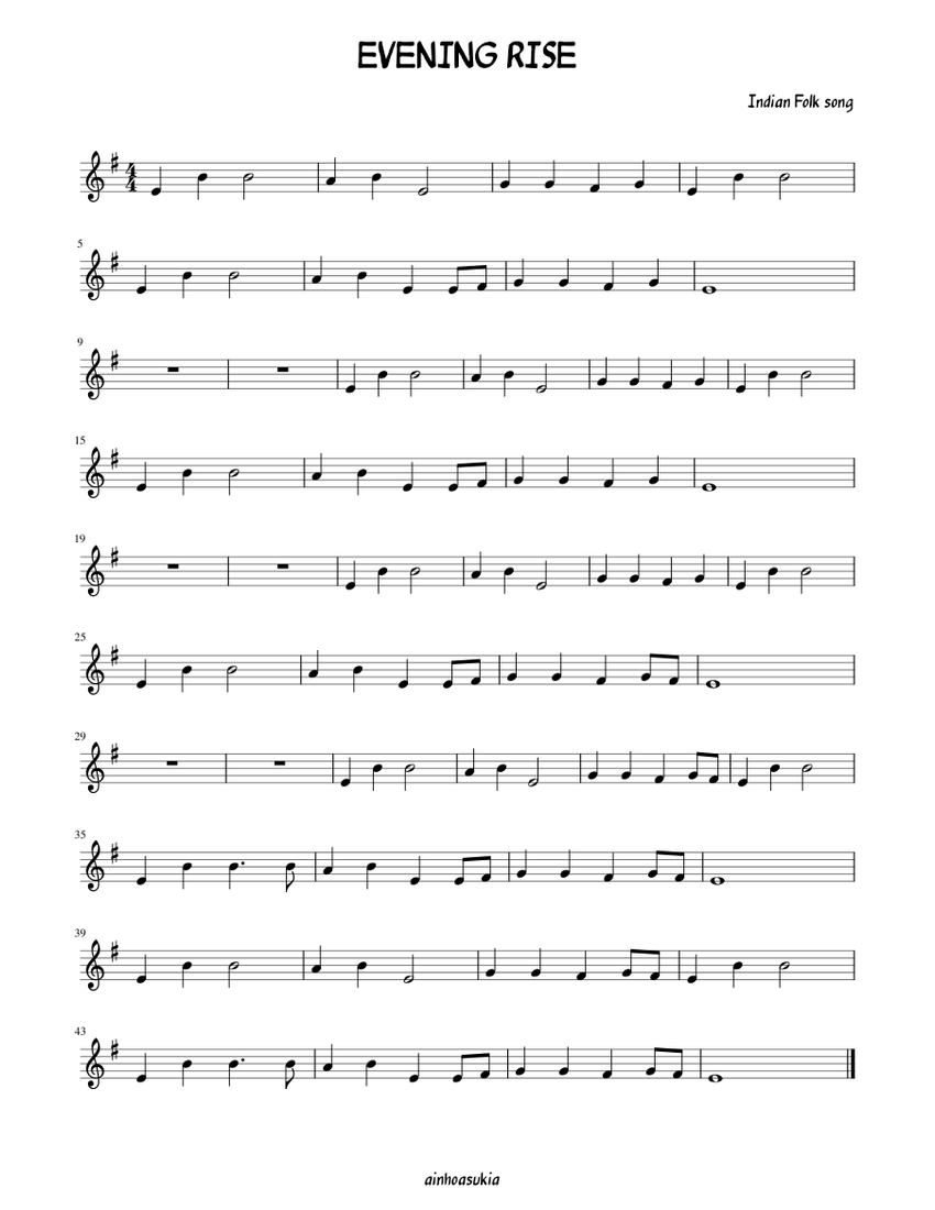 EVENING RISE Sheet Music for Piano (Solo) Easy | MuseScore.com