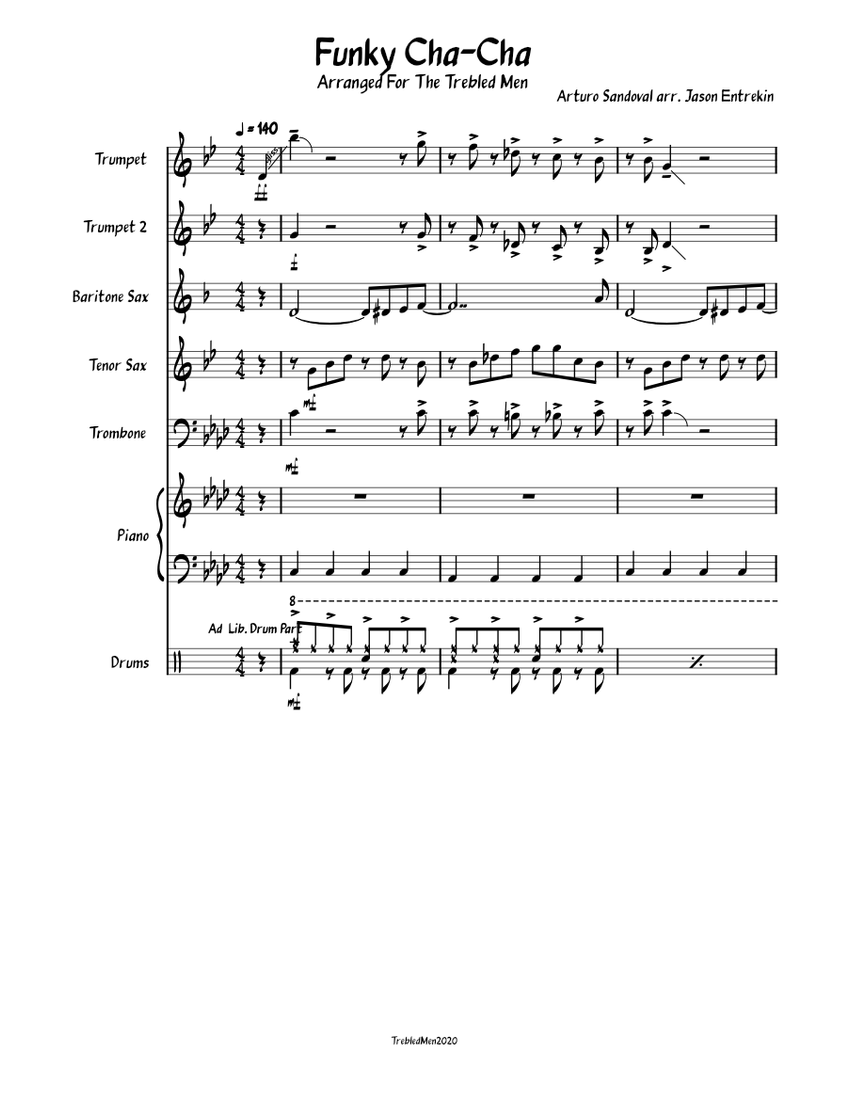 Funky Cha-Cha Sheet Music for Piano, Trombone, Saxophone tenor, Saxophone baritone & more ...