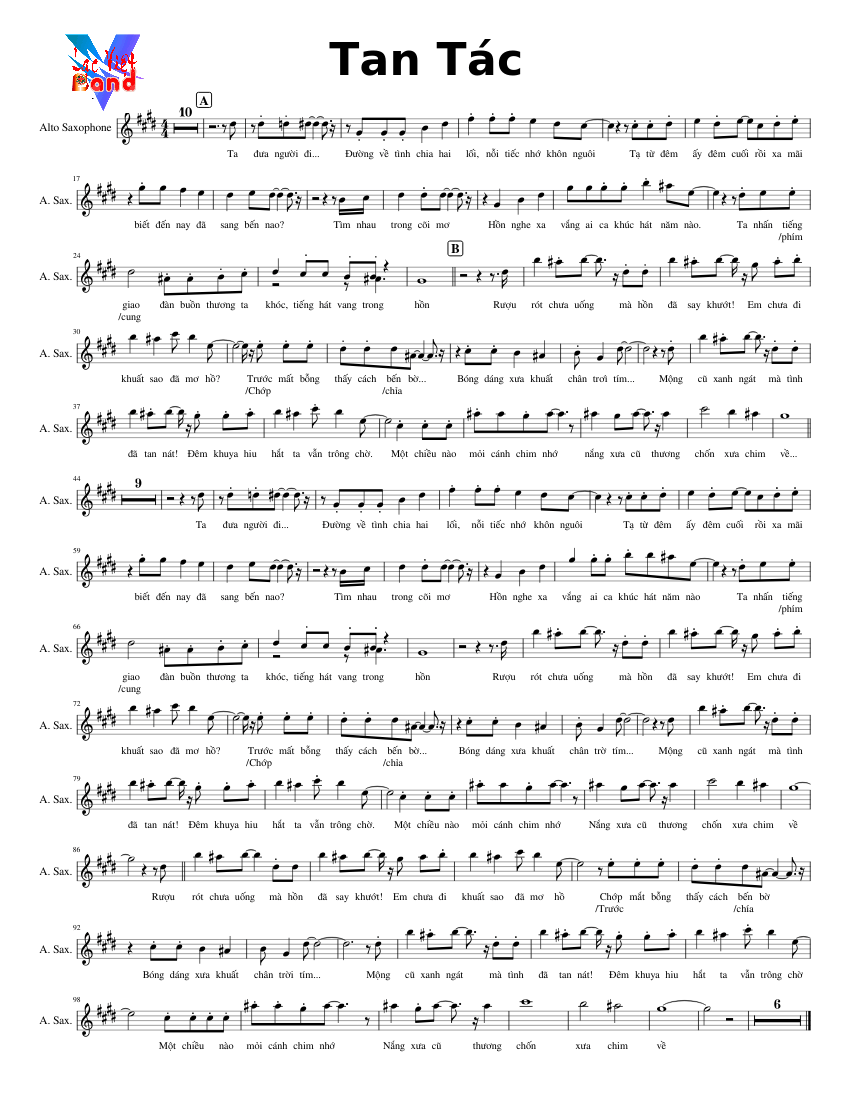 Tan Tác Sheet Music for Saxophone alto (Solo) | MuseScore.com
