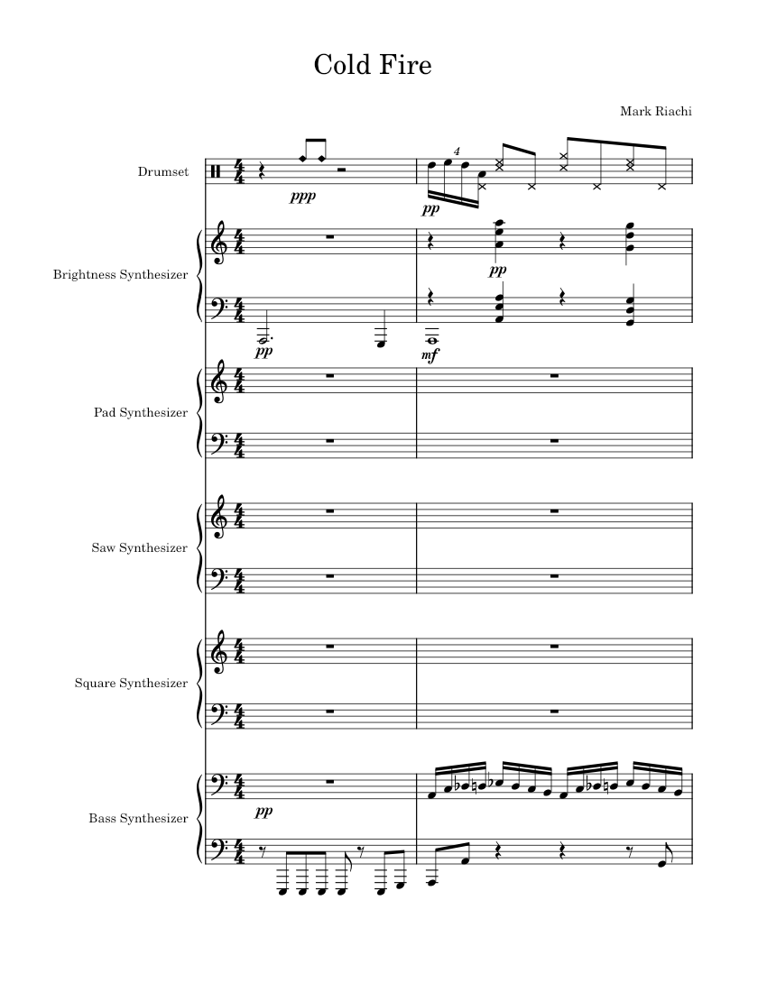 Cold Fire Sheet Music for Bass guitar, Drum group, Synthesizer (Mixed ...