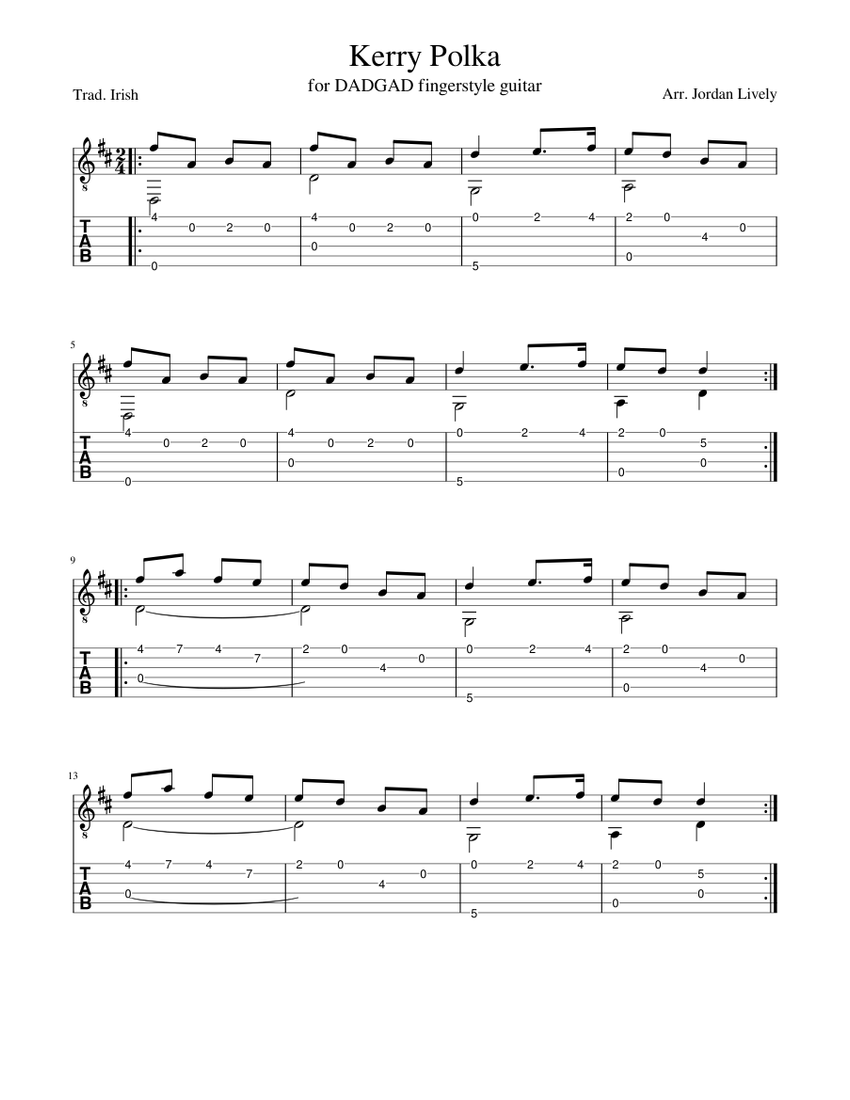 Kerry Polka Sheet Music and Tab for Guitar (Solo) | MuseScore.com