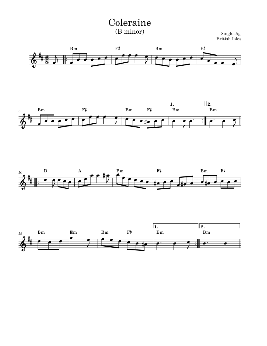 Coleraine (B minor) Sheet music for Accordion (Solo) | Musescore.com