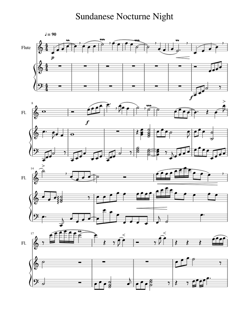 Nocturne Night Sheet music for Piano, Flute (Solo) | Musescore.com