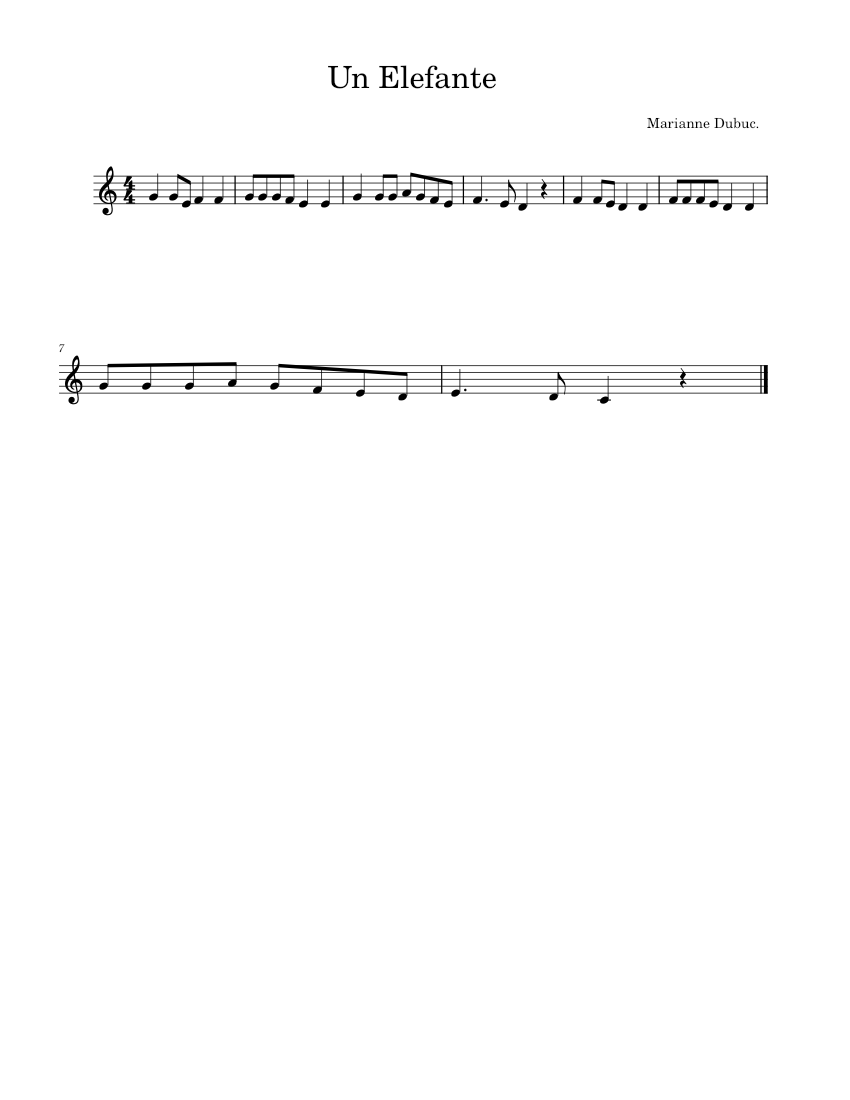un elefante se balanceaba – popular song Un Elefante Sheet Music for ...