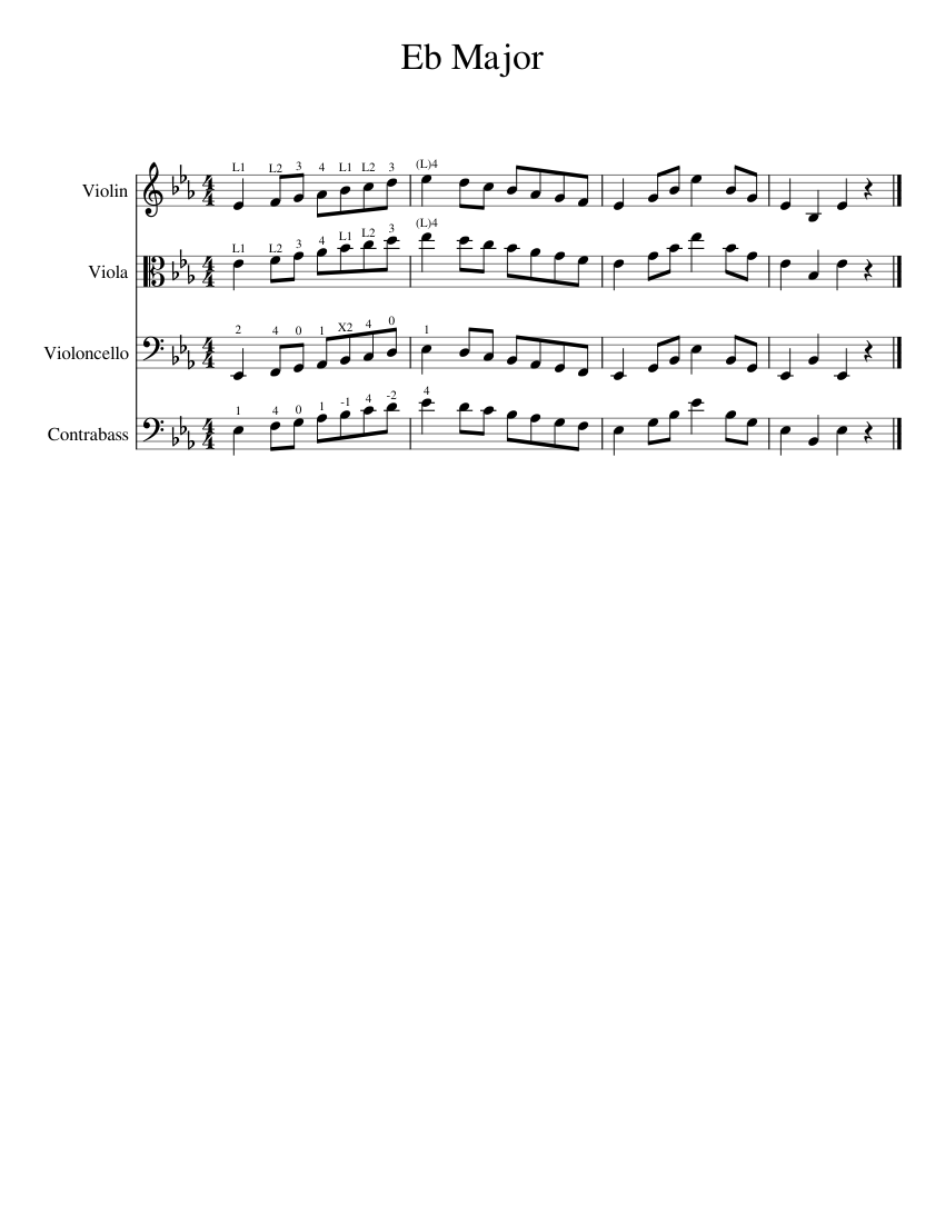 Eb Major One Octave Sheet music for Contrabass, Violin, Viola, Cello ...