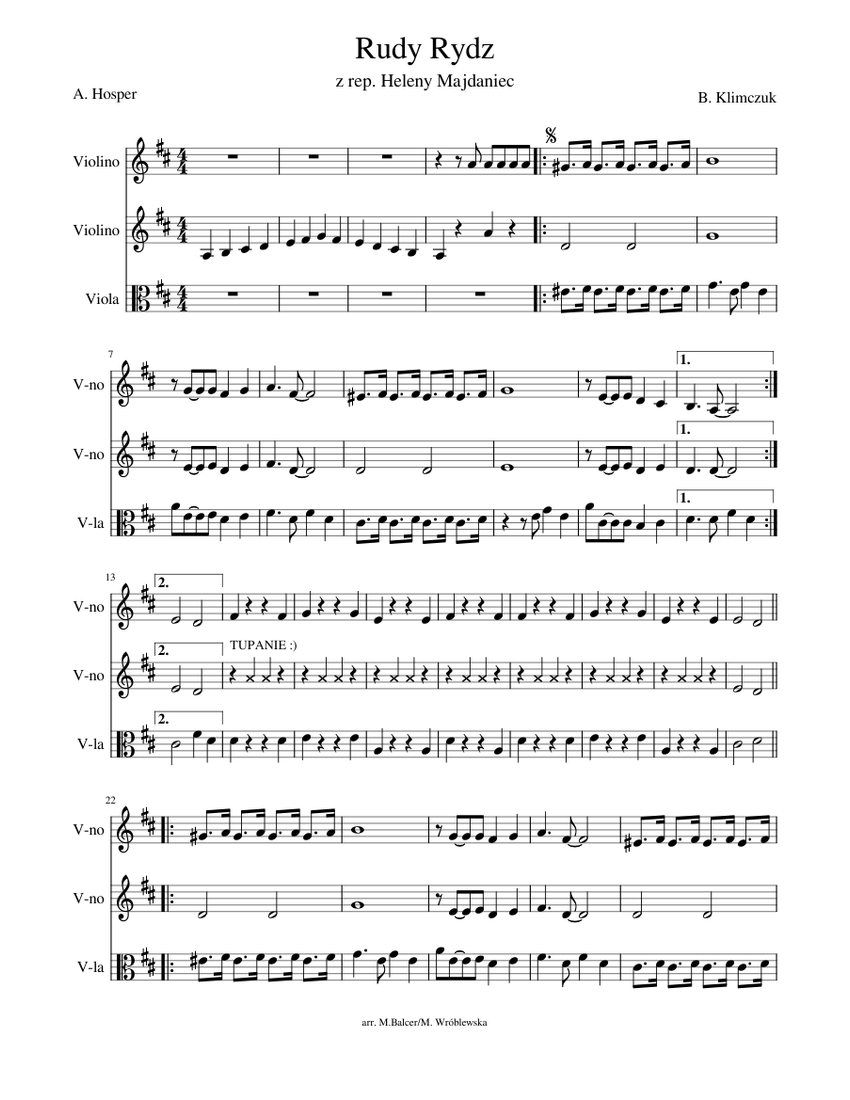 Rudy Rydz Sheet Music for Violin, Viola (Solo) | MuseScore.com