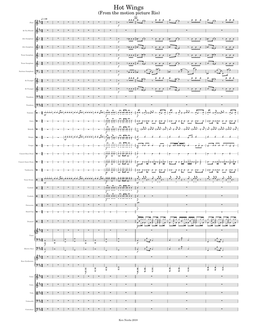 Hot Wings | Rio Sheet music for Piano, Trombone, Tambourine, Flute ...