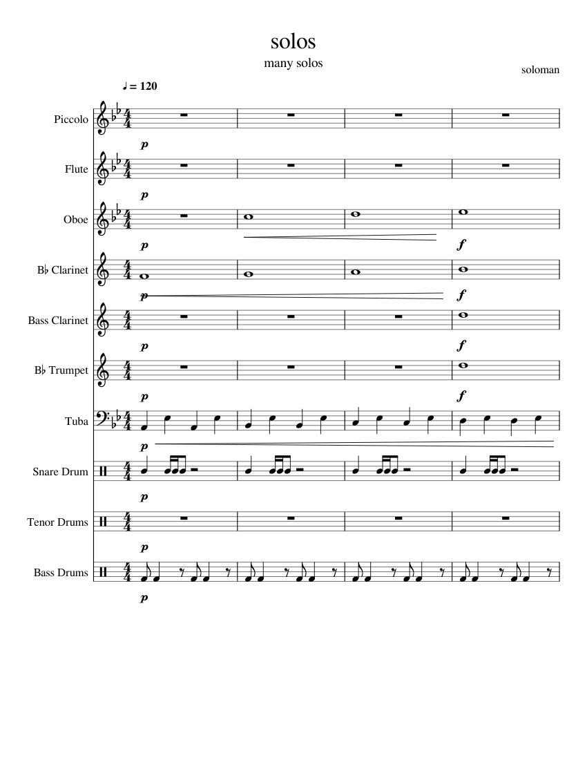 Random Work Sheet music for Tuba, Flute piccolo, Flute, Oboe & more ...