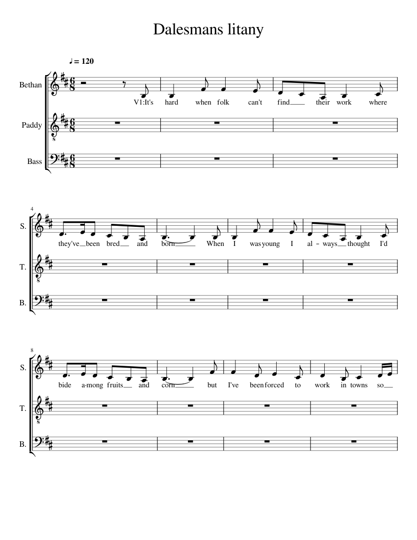 Dalesman's litany Sheet music for Soprano, Tenor, Bass voice (Choral ...