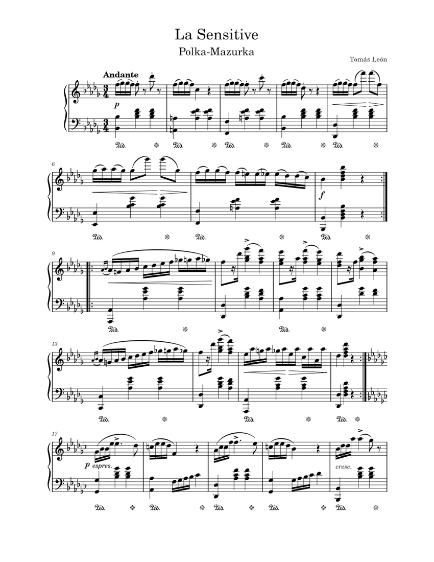 La Sensitive Sheet music for Piano (Solo) | Musescore.com