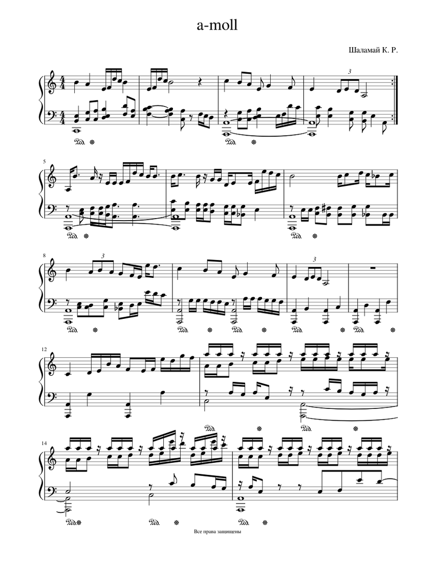 a-moll Sheet Music for Piano (Solo) | MuseScore.com