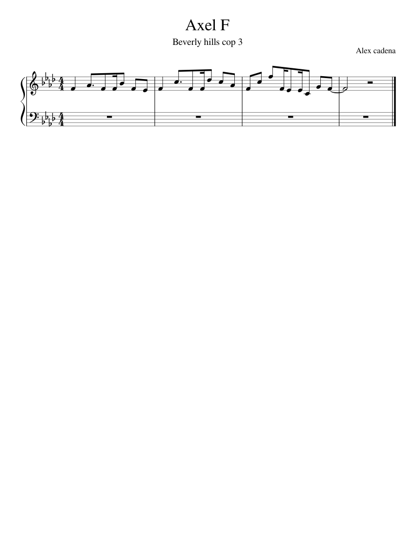 Axel F Sheet Music for Piano (Solo) easy | MuseScore.com