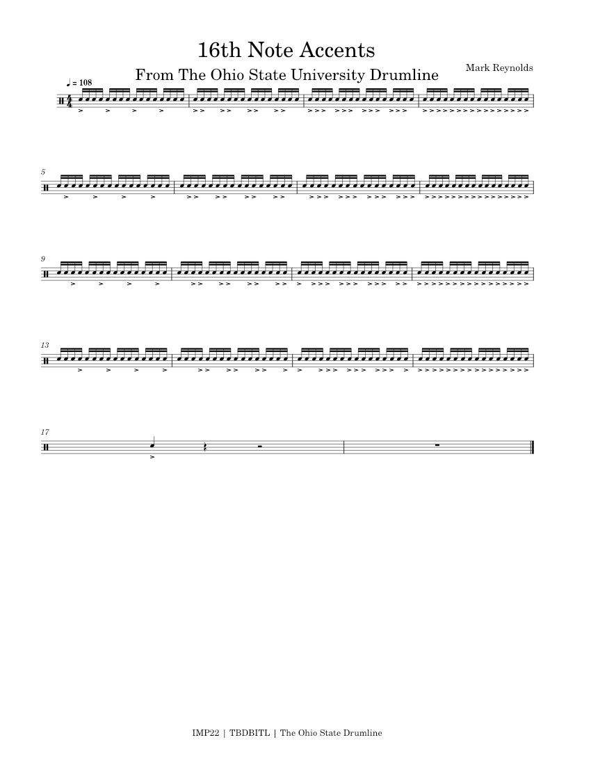 The Ohio State Drumline 16th Note Accents – Mark reynolds The Ohio ...