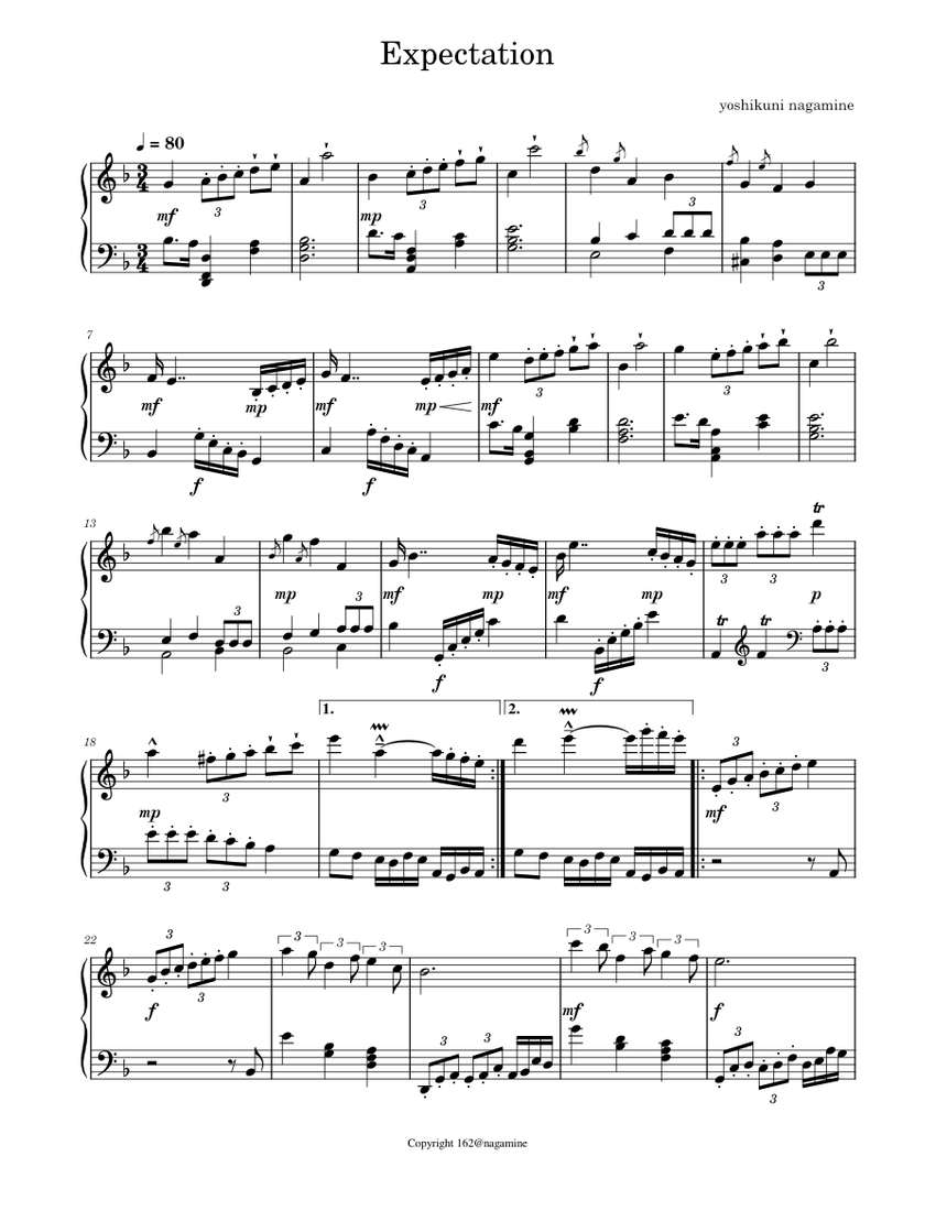 Expectation Sheet music for Piano (Solo) | Musescore.com