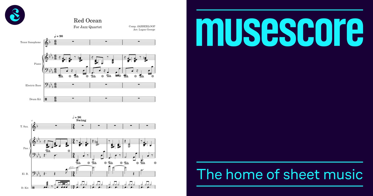 Red Ocean – Jabberloop Sheet music for Piano, Saxophone tenor, Bass guitar, Drum group (Mixed ...