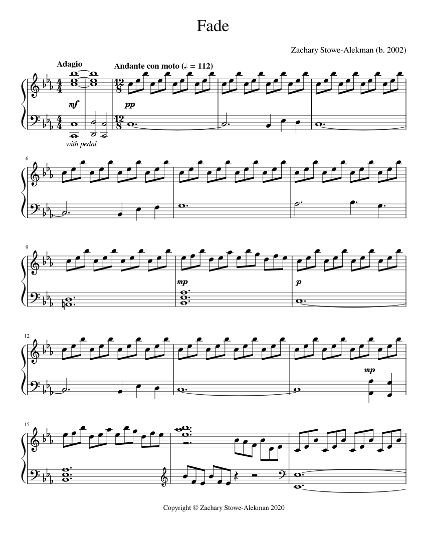 Fade Sheet music for Piano (Solo) Easy | Musescore.com