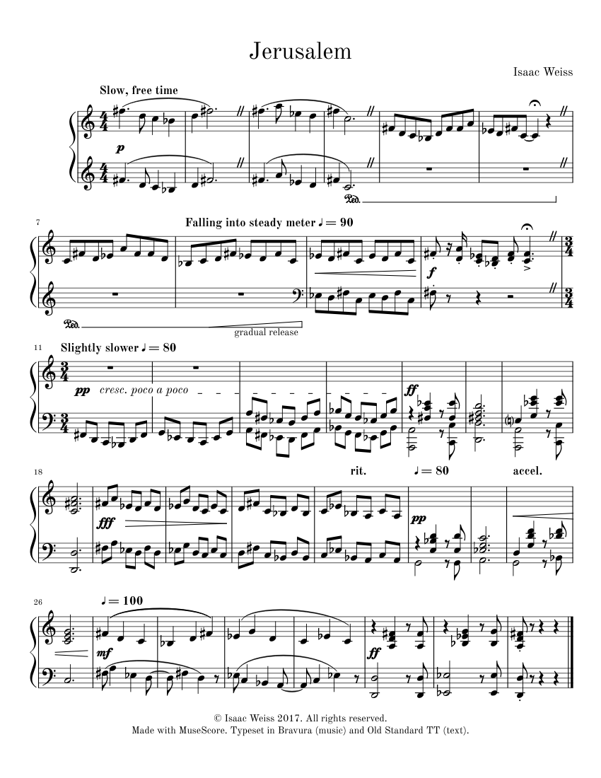 Jerusalem Sheet Music for Piano (Solo) | MuseScore.com