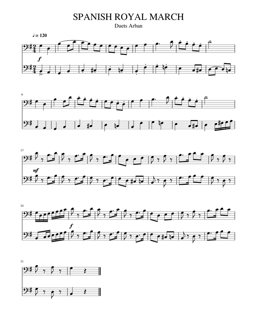 SPANISH ROYAL MARCH Sheet music for Trombone tenor (Solo) | Musescore.com